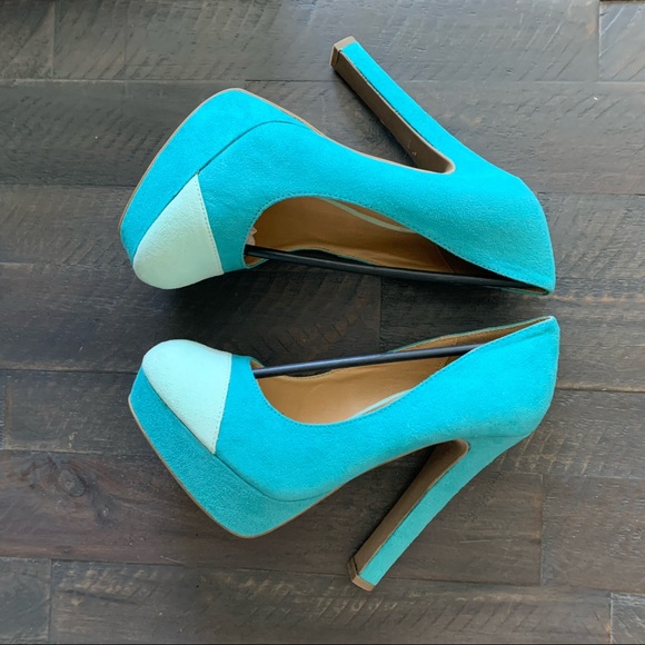 Wild Diva | Shoes | 5 Sale Blue Color Block Platform Heels | Poshmark